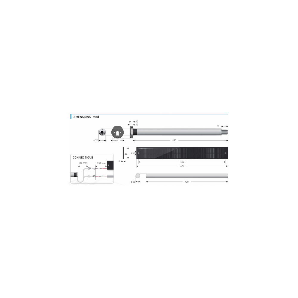 Moteur Gaposa XQ40 Autonomo solaire XQBPX 10 Nm - 100% Volet Roulant